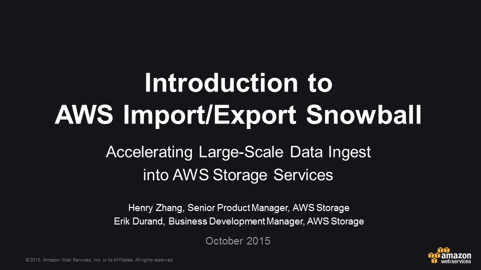 Introducción a AWS Snowball – Amazon Web Services